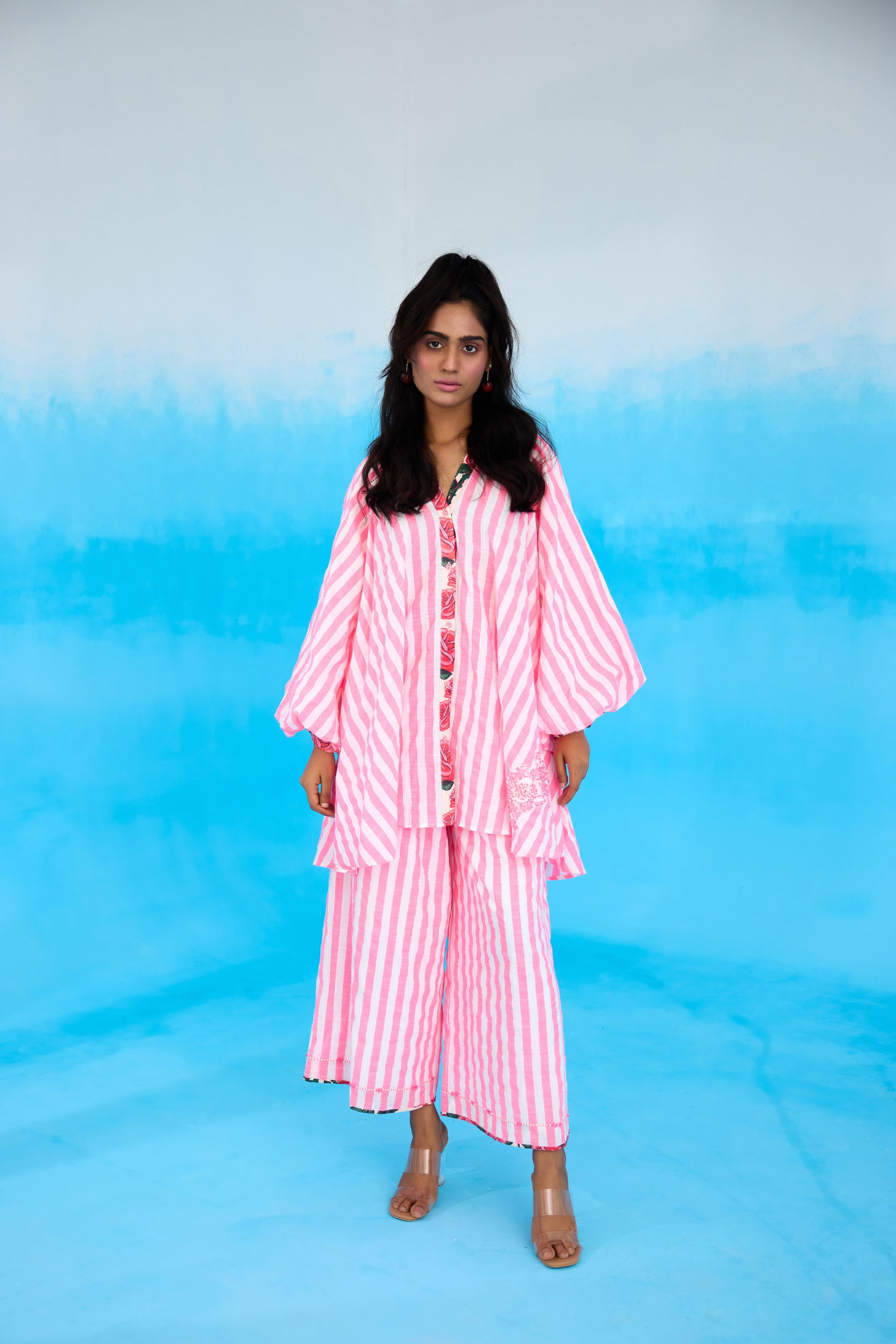 Pink candy stripes raglan shirt